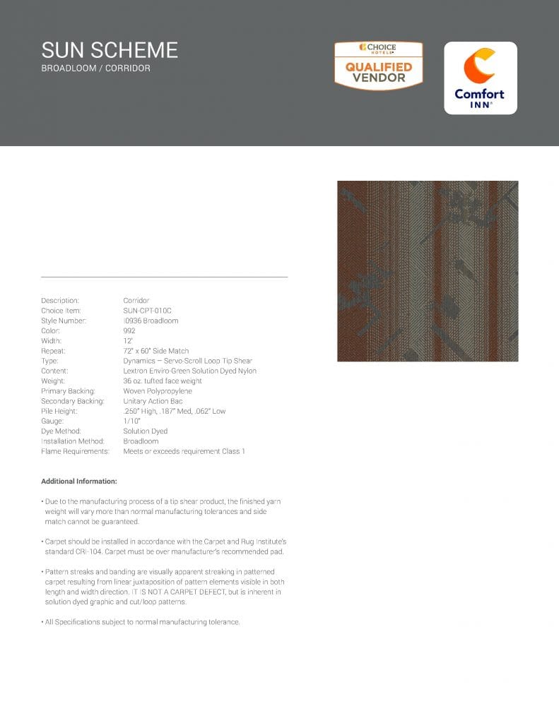 Comfort Inn Sun Scheme Corridor Broadloom I0936-992 - Commercial Carpeting
